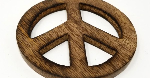 Wooden Peace Sign Tile
